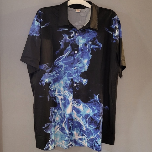 Shirts | Mens Black Wblue Smoke Button Down Shirt | Poshmark